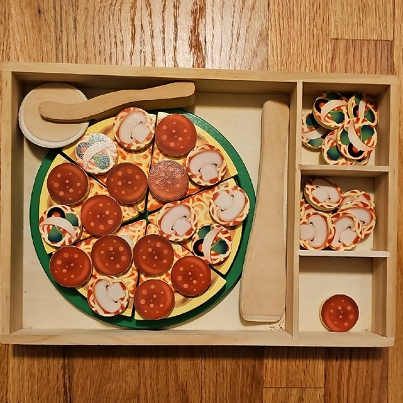 Toys | Melissa And Doug Wooden Pizza Play Set With Toppings | Poshmark